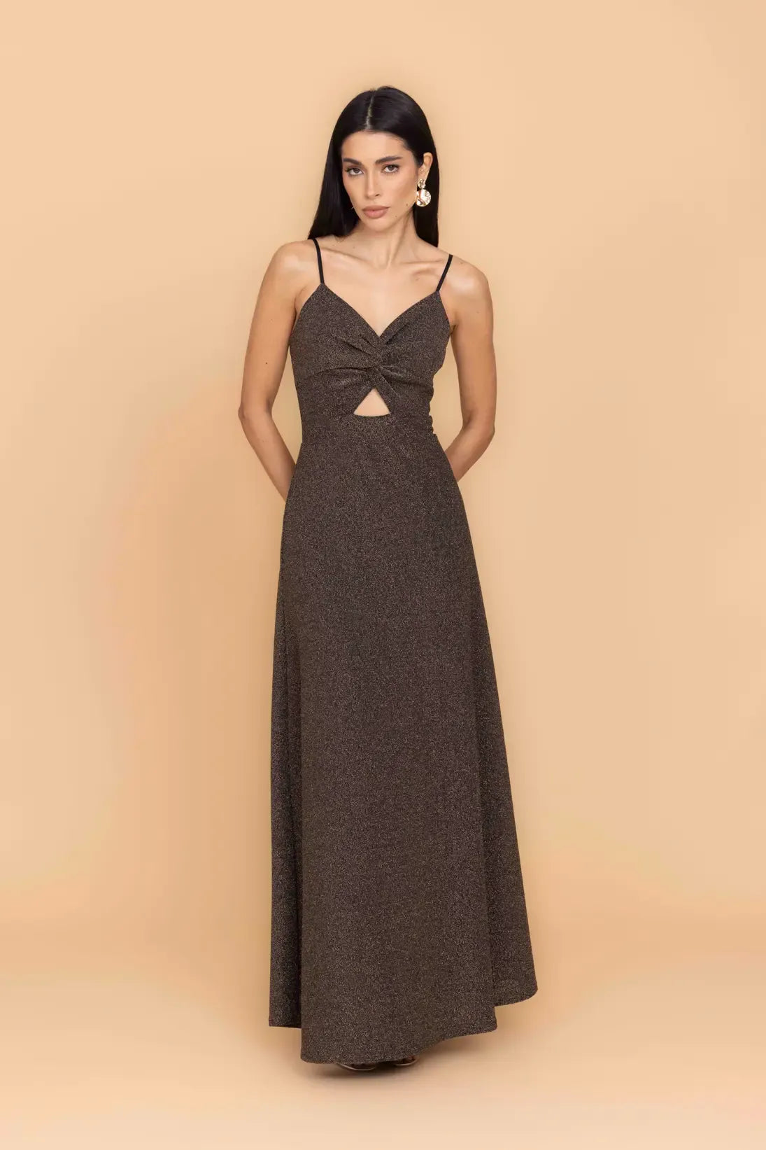AMELIA Gold Sleeveless Maxi Dress | WalG London